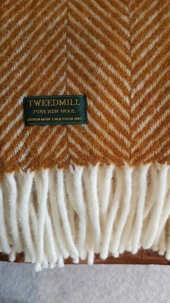 Tweedmill Fishbone English Mustard Throw | Sturmans Antiques