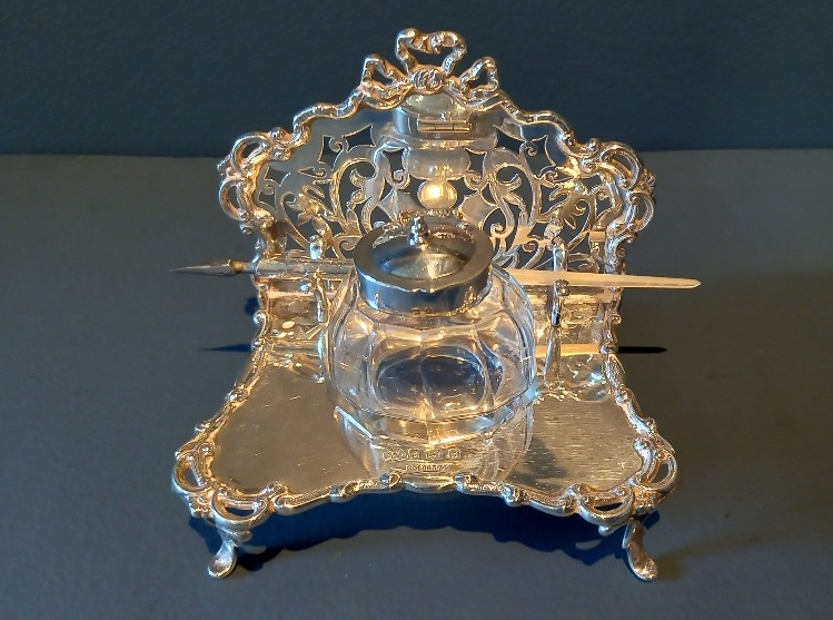 Edwardian Period Silver Pen & Ink Stand | Sturmans Antiques