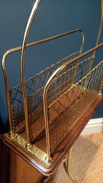 Late Victorian Brass & Oak Revolving Magazine Rack | Sturmans Antiques