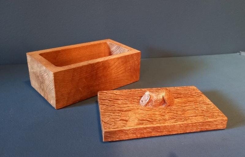 Mouseman Adzed Oak Lidded Box | Sturmans Antiques