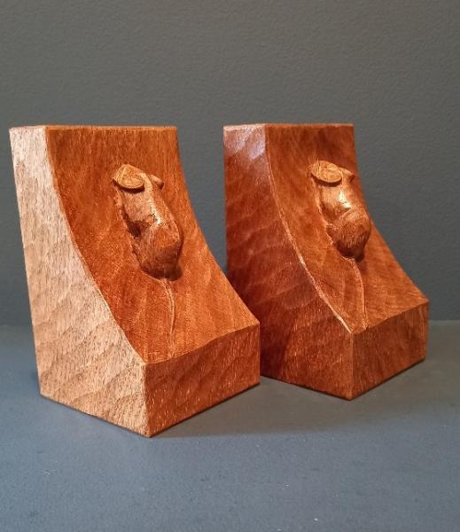 Pair of Mouseman Adzed Oak Bookends | Sturmans Antiques