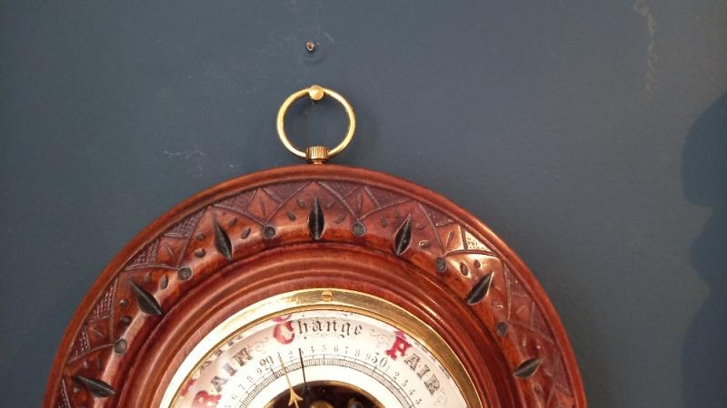 Victorian Walnut Visible Works Aneroid Barometer | Sturmans Antiques