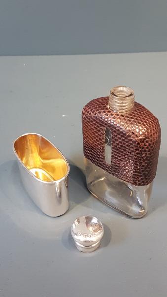 Victorian Silver and Lizard Skin Hip Flask | Sturmans Antiques