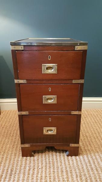 Pair of Mahogany Campaign Style Chests | Sturmans Antiques