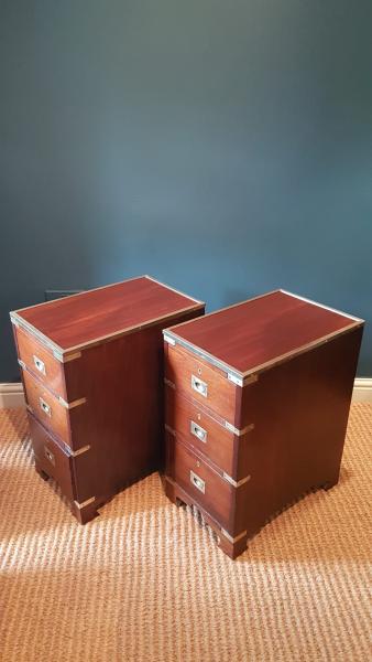 Pair of Mahogany Campaign Style Chests | Sturmans Antiques