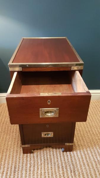 Pair of Mahogany Campaign Style Chests | Sturmans Antiques