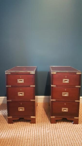 Pair of Mahogany Campaign Style Chests | Sturmans Antiques