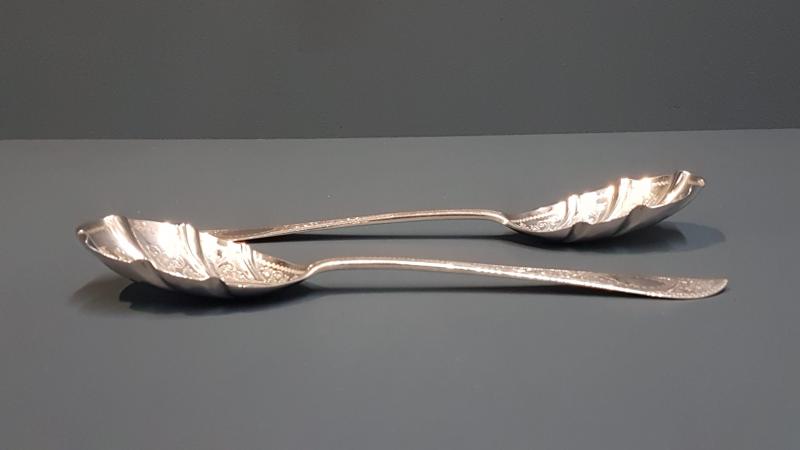 Pair of Silver Berry Spoons | Sturmans Antiques