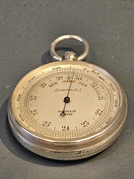 Harrods Silver Pocket Barometer | Sturmans Antiques