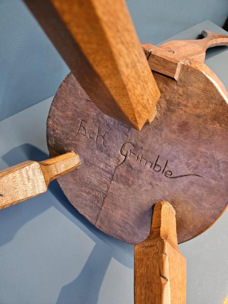 Jack Gimble Adzed Oak Back Stool | Sturmans Antiques