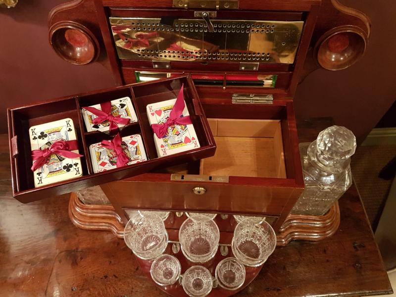 Magnificent Antique Tantalus and Games Box | Sturmans Antiques