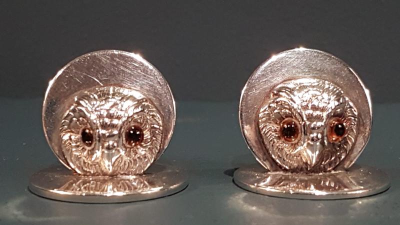 Pair of George V Silver Owl Menu Holders | Sturmans Antiques