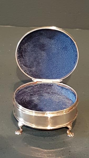 Silver Ring Box with Mother of Pearl Butterfly | Sturmans Antiques