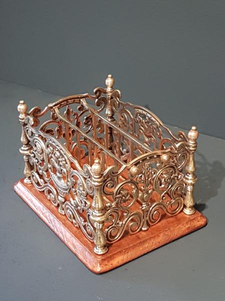 Victorian Brass and Oak Letter Rack | Sturmans Antiques