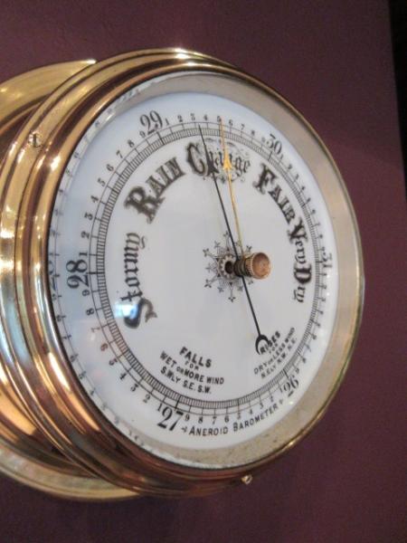 Antique Polished Brass Bulkhead Marine Barometer | Sturmans Antiques