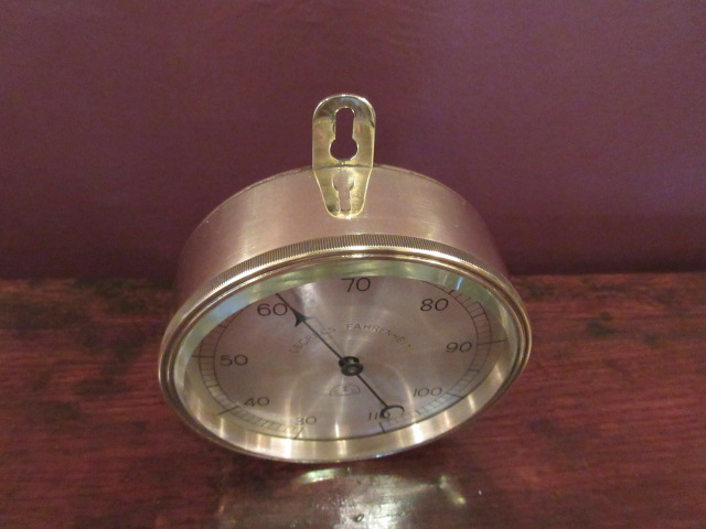 Top Quality Victorian Brass Desk Top Thermometer | Sturmans Antiques