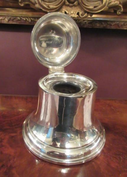 Large Antique Silver Novelty Bell Inkwell | Sturmans Antiques