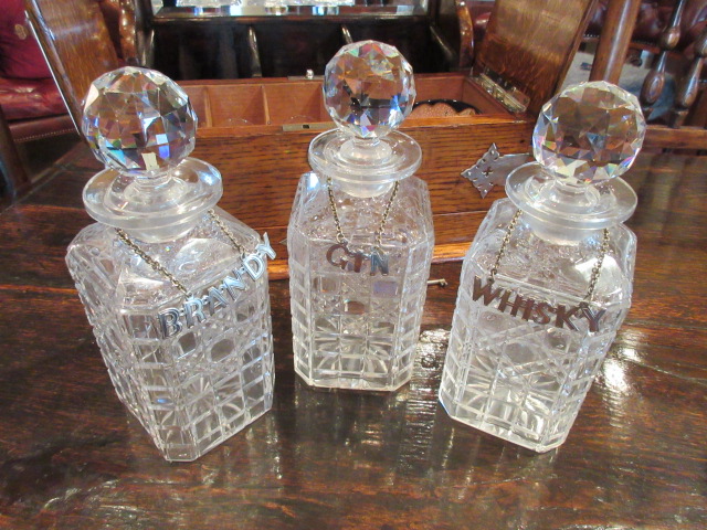 Outstanding Victorian Polished Oak Gaming Tantalus | Sturmans Antiques