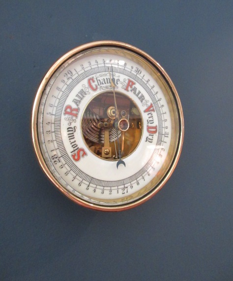 Antique Polished Brass Skeletonised Marine Barometer | Sturmans Antiques