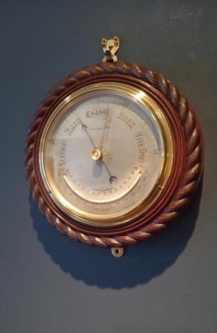Large Victorian Walnut Ship's Barometer & Thermometer | Sturmans Antiques