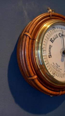 Antique Oak Ship's Rope Wheel Barometer | Sturmans Antiques