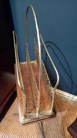 Late Victorian Brass & Oak Revolving Magazine Rack | Sturmans Antiques