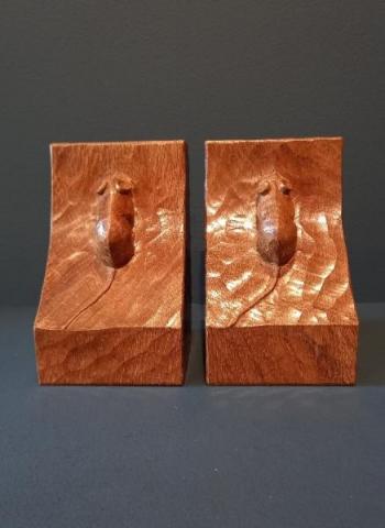 Pair of Mouseman Adzed Oak Bookends | Sturmans Antiques