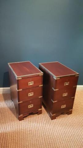 Pair of Mahogany Campaign Style Chests | Sturmans Antiques