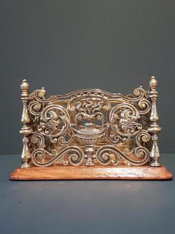 Victorian Brass and Oak Letter Rack | Sturmans Antiques