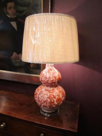 Oriental Porcelain Burnt Orange Table Lamp | Sturmans Antiques
